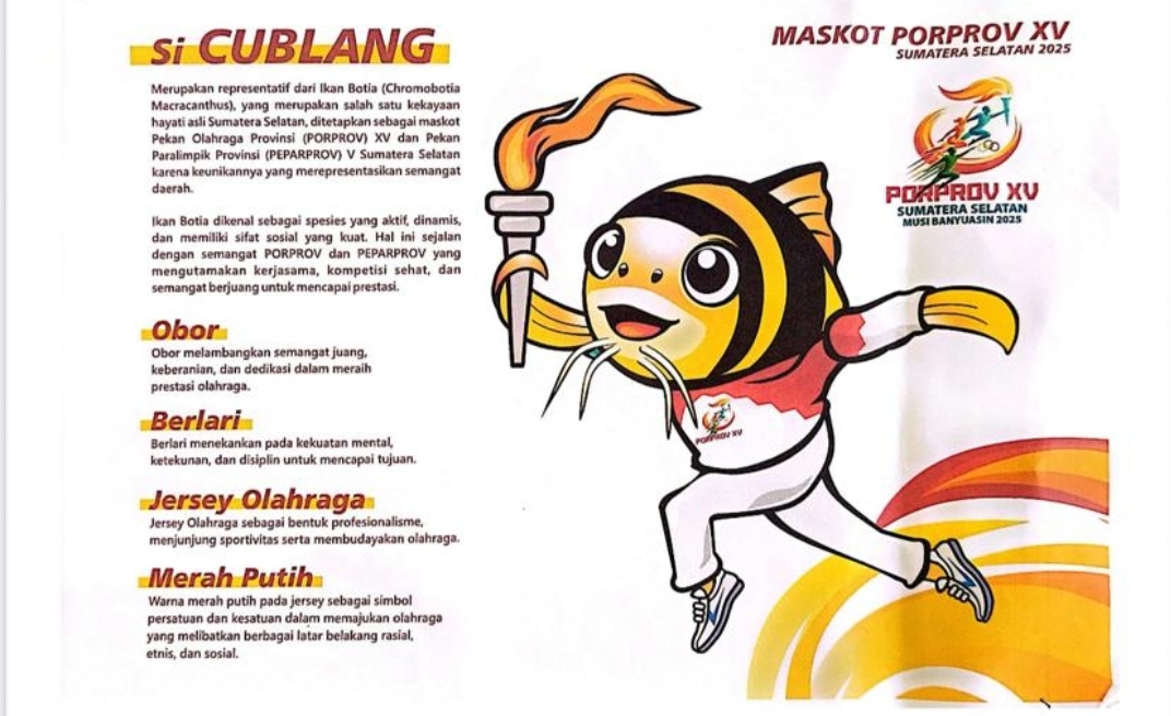 Si Cublang Jadi Maskot dan Logo Resmi Porprov XV Sumsel 2025